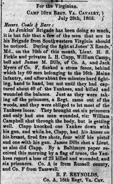Russell County, Virginia in the Civil War - Newspaper Mentions