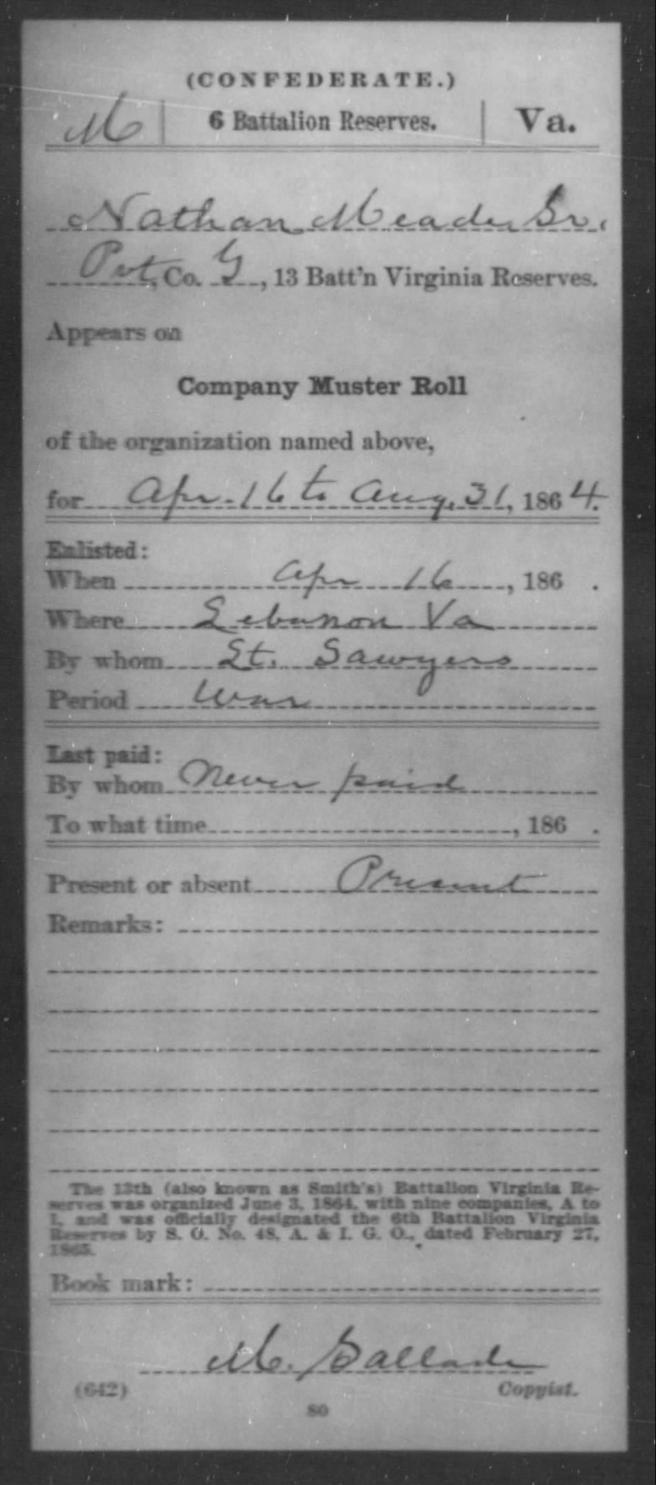 Nathan Thacker Meade - Russell County, Virginia in the Civil War